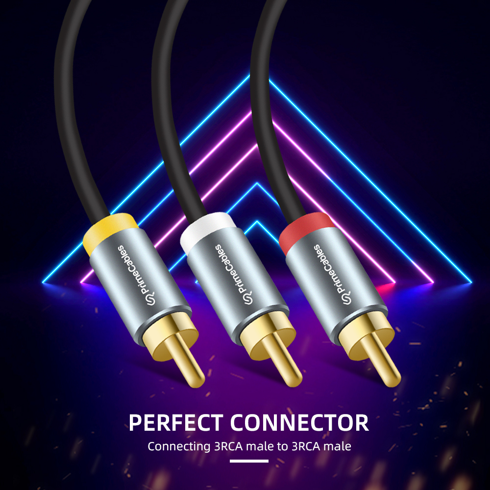 Summit Series 3 RCA Male to 3 RCA Male Gold Plated Stereo Audio ...