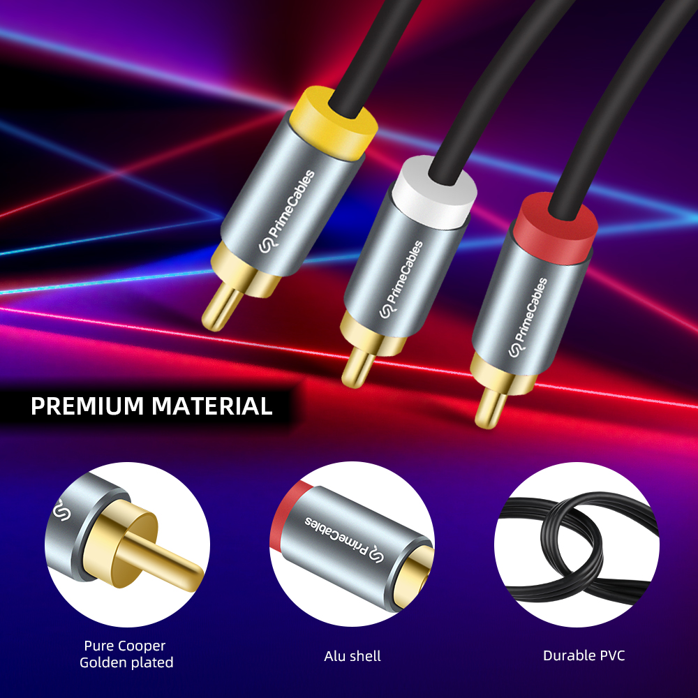 Summit Series 3 RCA Male to 3 RCA Male Gold Plated Stereo Audio ...