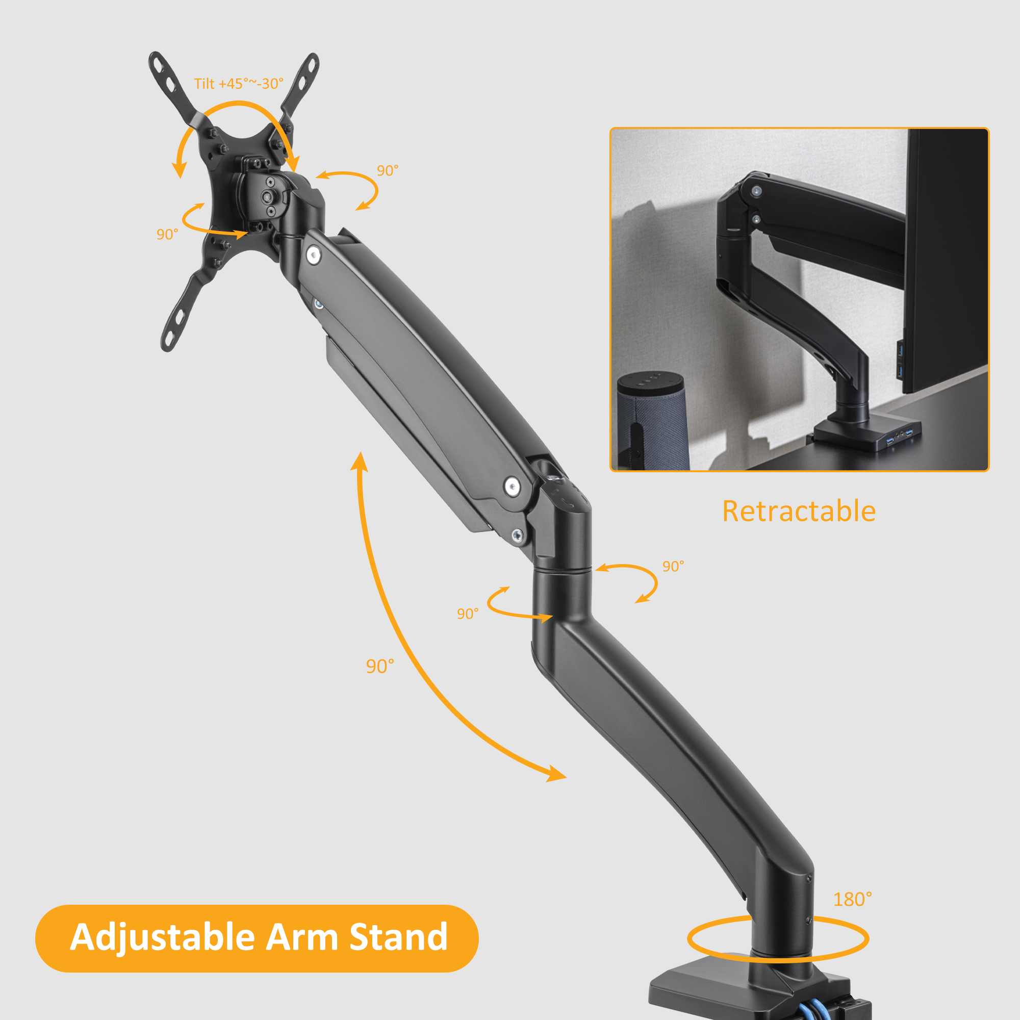 Super Heavy-Duty Swivel Single Monitor Arm Stand 17''-49'' Screen ...