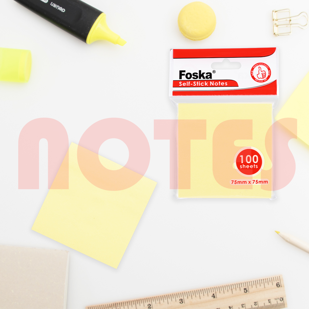 Bright Color Self-Stick Notes for Home, Office Usage, Yellow, 100 ...