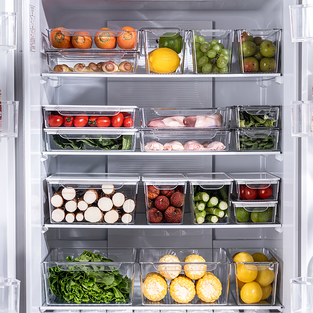 Refrigerator Organizer Bins with Handle - Set of 2 - STORA