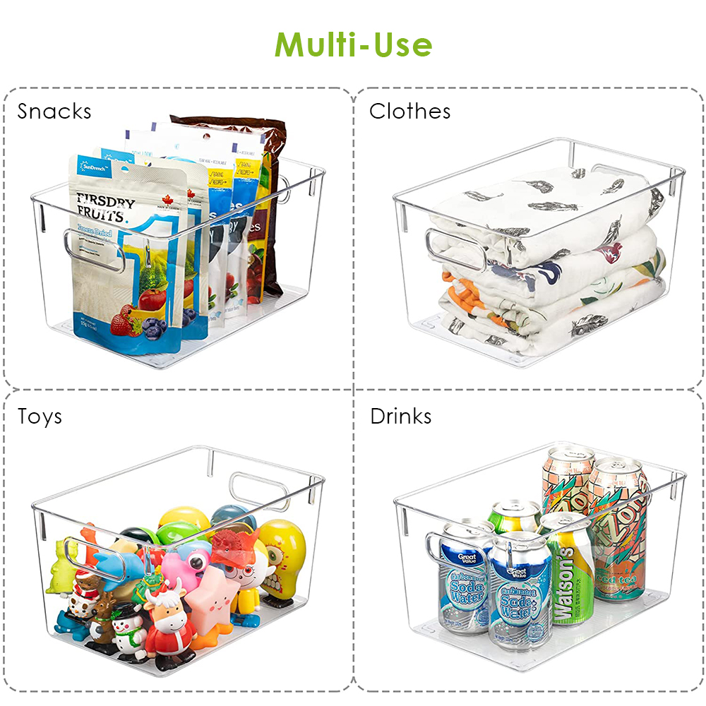 Clear Plastic Storage Bins with Grip - Set of 4 - STORA