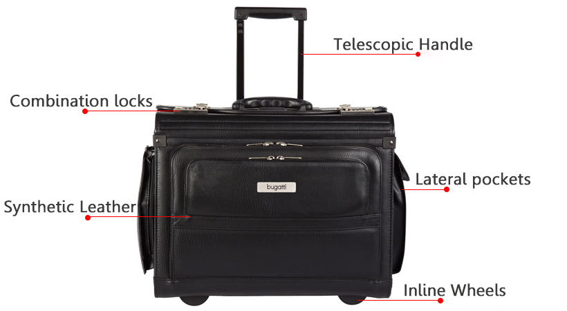 Bugatti® BZCW053 Synthetic Leather Computer Case with Telescopic Handle ...
