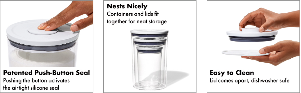 OXO Round Containers with Airtight Seal - BPA-free -Set of 3
