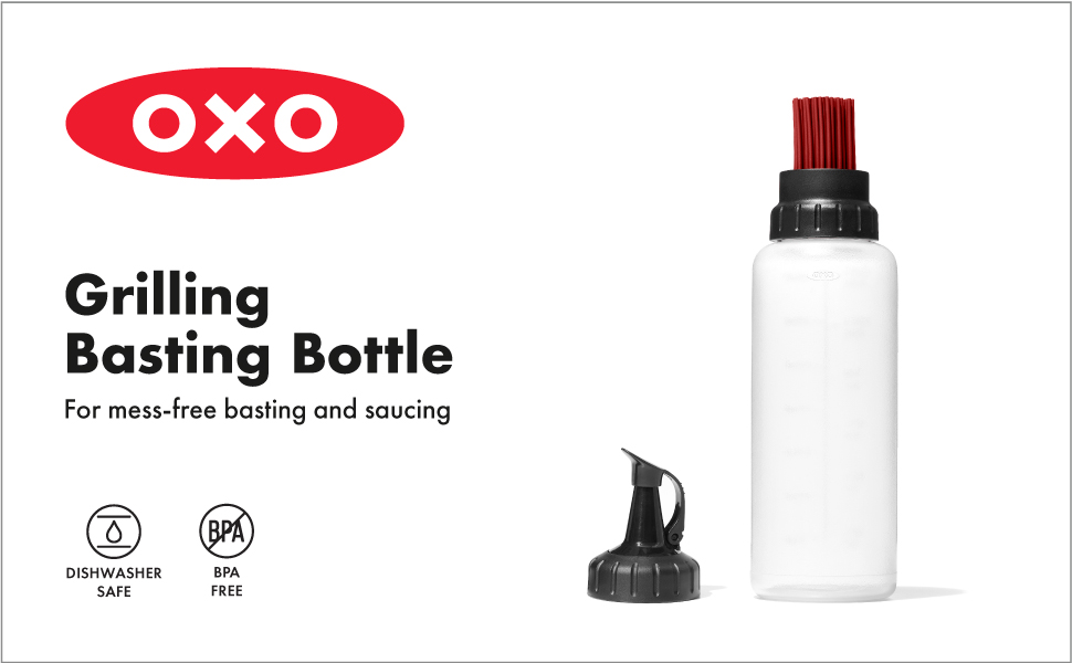 OXO Good Grips Grilling Tools Basting Bottle with Silicone Bristles and ...