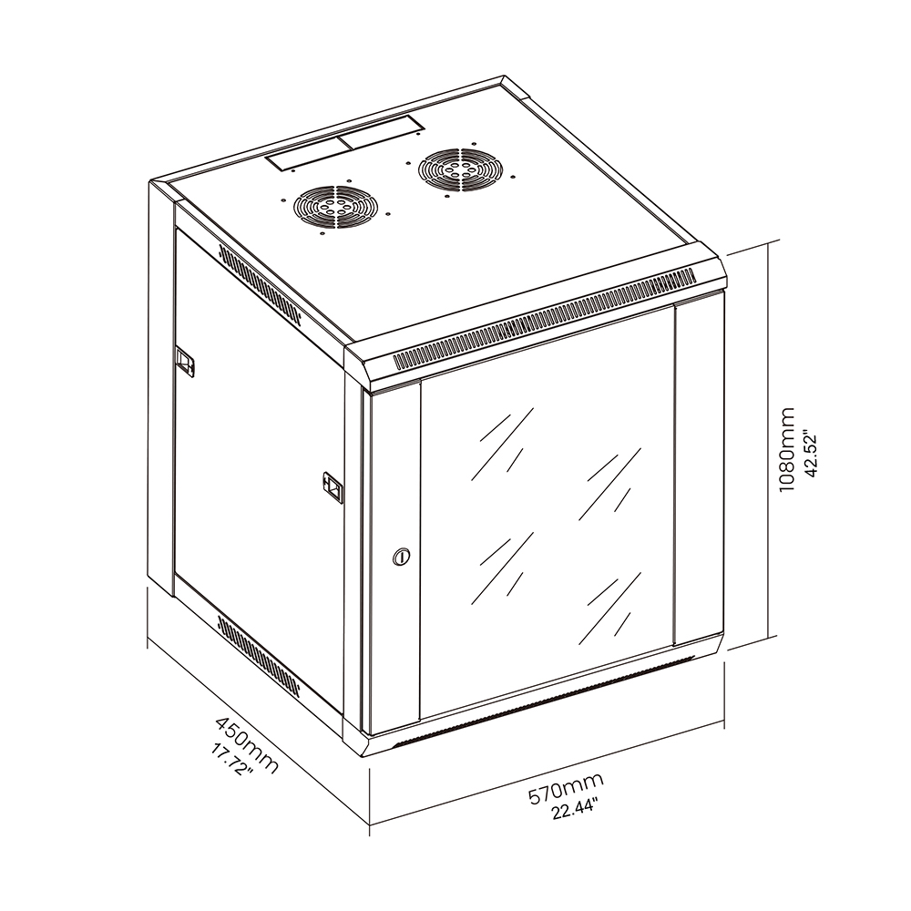 22U 19-Inch Professional Wall Mount Network Server Cabinet Rack with ...