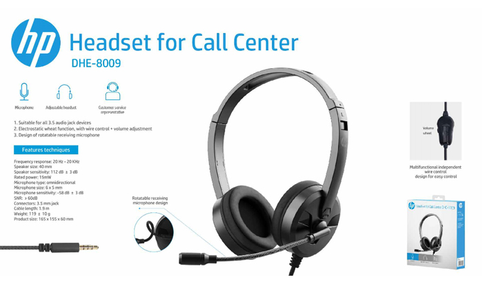 DHE-8009 3.5mm Stereo headphone with Mic