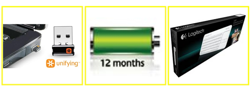 Logitech® K400 Wireless Touch Keyboard, White, French Canadian