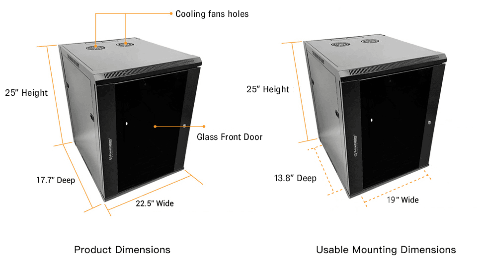 Support mural de cabine Network Serveur 12U PrimeCables®