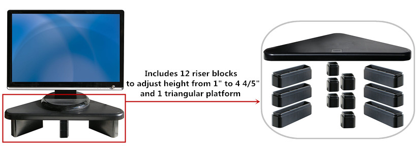 DAC Stax® Corner Monitor Riser, Black - 19.5" x 11.5" x 4.8" 122036