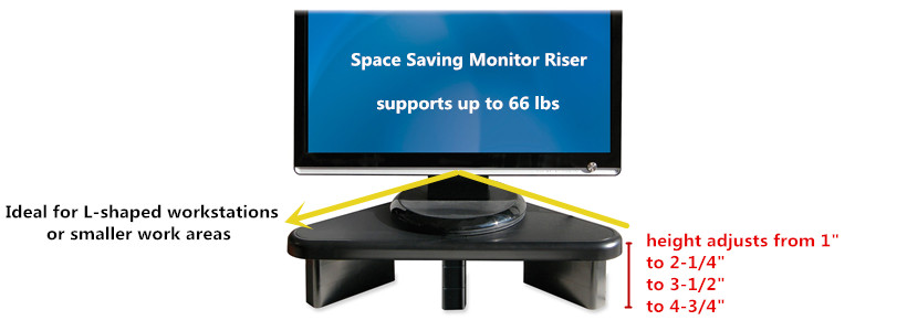 DAC Stax® Corner Monitor Riser, Black - 19.5" x 11.5" x 4.8" 122036