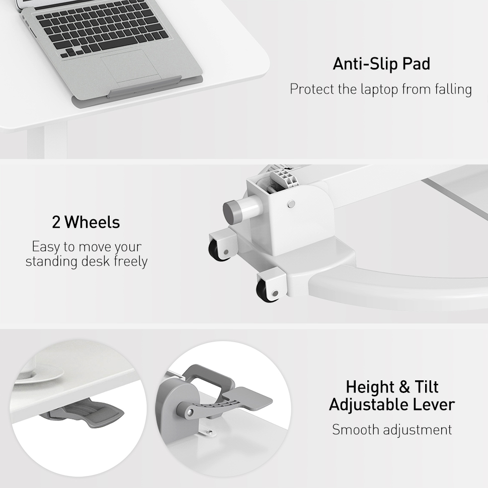 Height Adjustable Mobile Sit Stand Desk for Laptop - PrimeCables