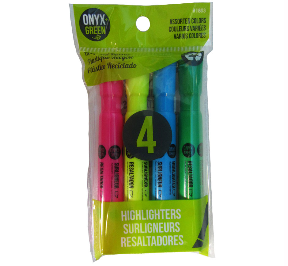 Onyx & Green® Eco-Friendly Non-toxic Highlighter Made from Recycled Plastic