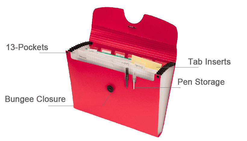 Five Star® 13-Pocket Poly Expanding File Assorted Colors, 6/Pack