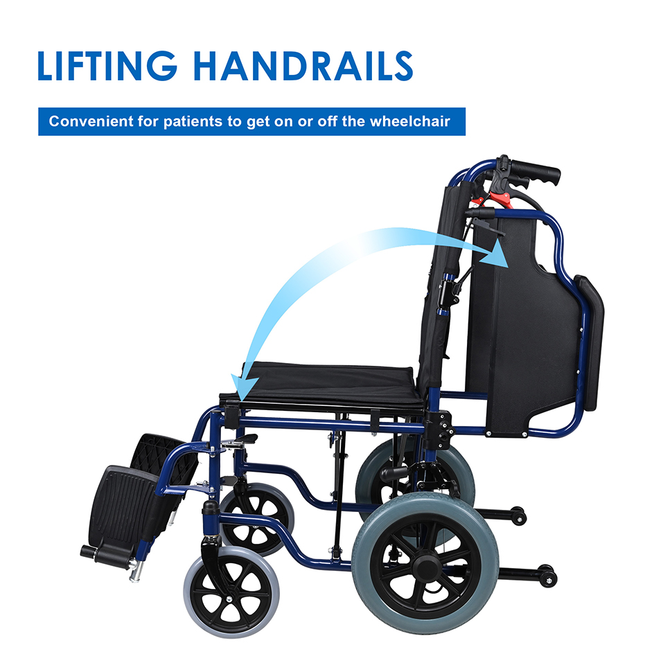 Foldable Lightweight Wheelchair With Swing Away Footrests with 12" Rear ...