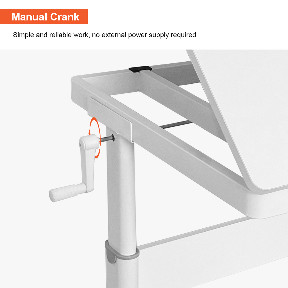 PrimeCables White Manual Sit-to-Stand Desk - Height Adjustable