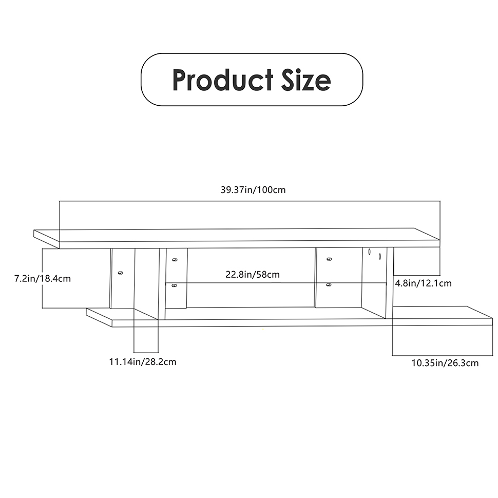 Wall Mounted Media Console Floating TV Stand Component Shelf - PrimeCables®