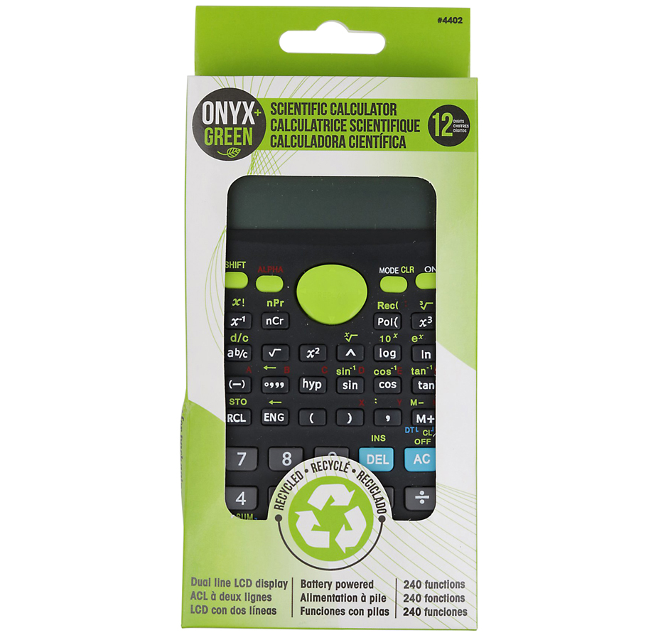 Onyx & Green® Eco-Friendly 12 Digit Scientific Handheld Calculator ...