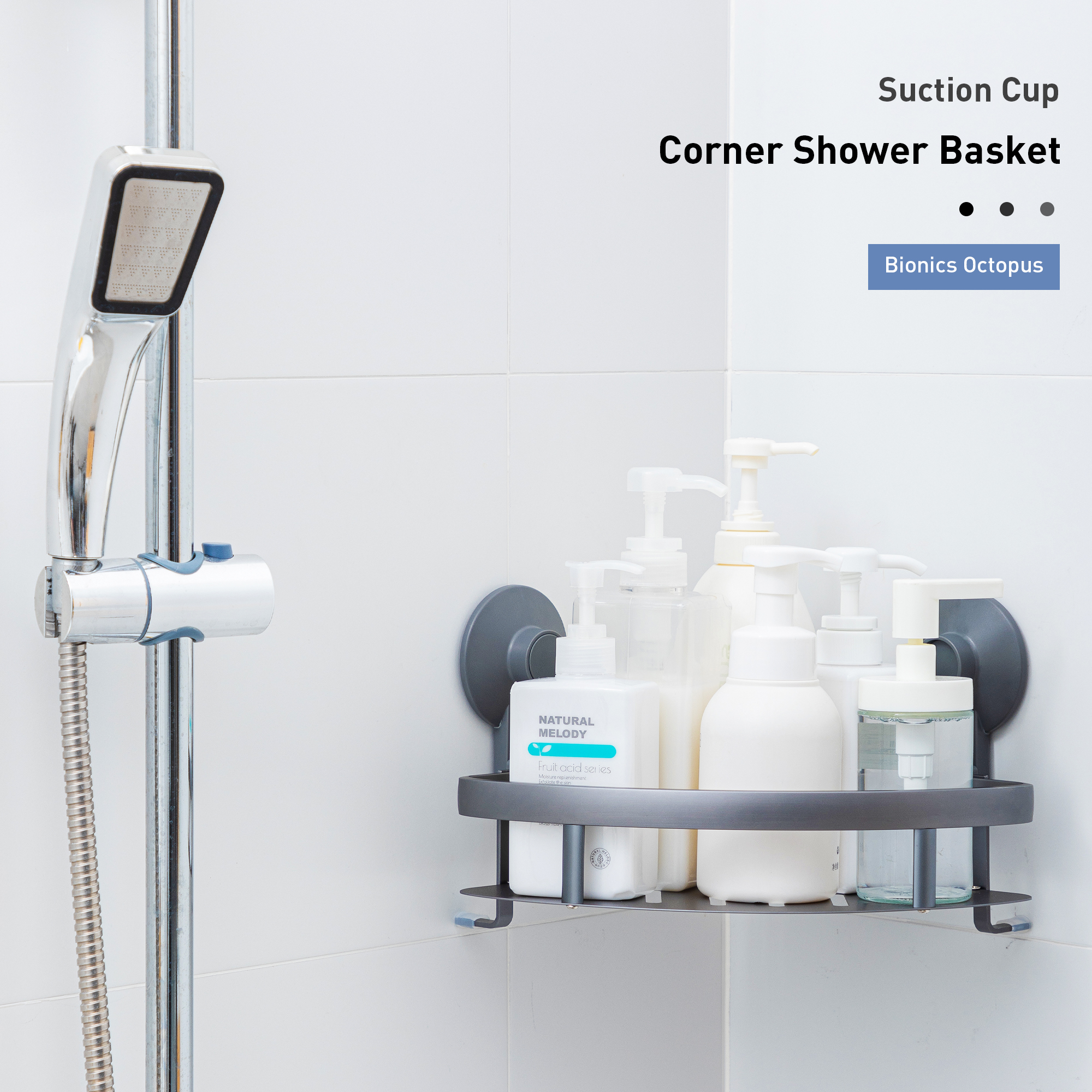 Suction Cup Corner Shower Basket for Bathroom - STORA