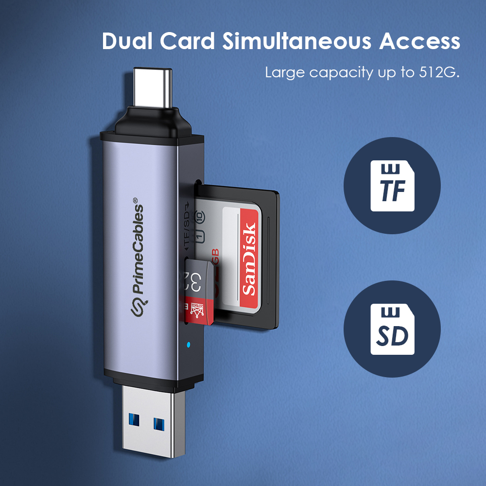 2 in 1 USB A / USB C SD TF Card Readers USB 3.0 OTG Memory Card Adapter ...