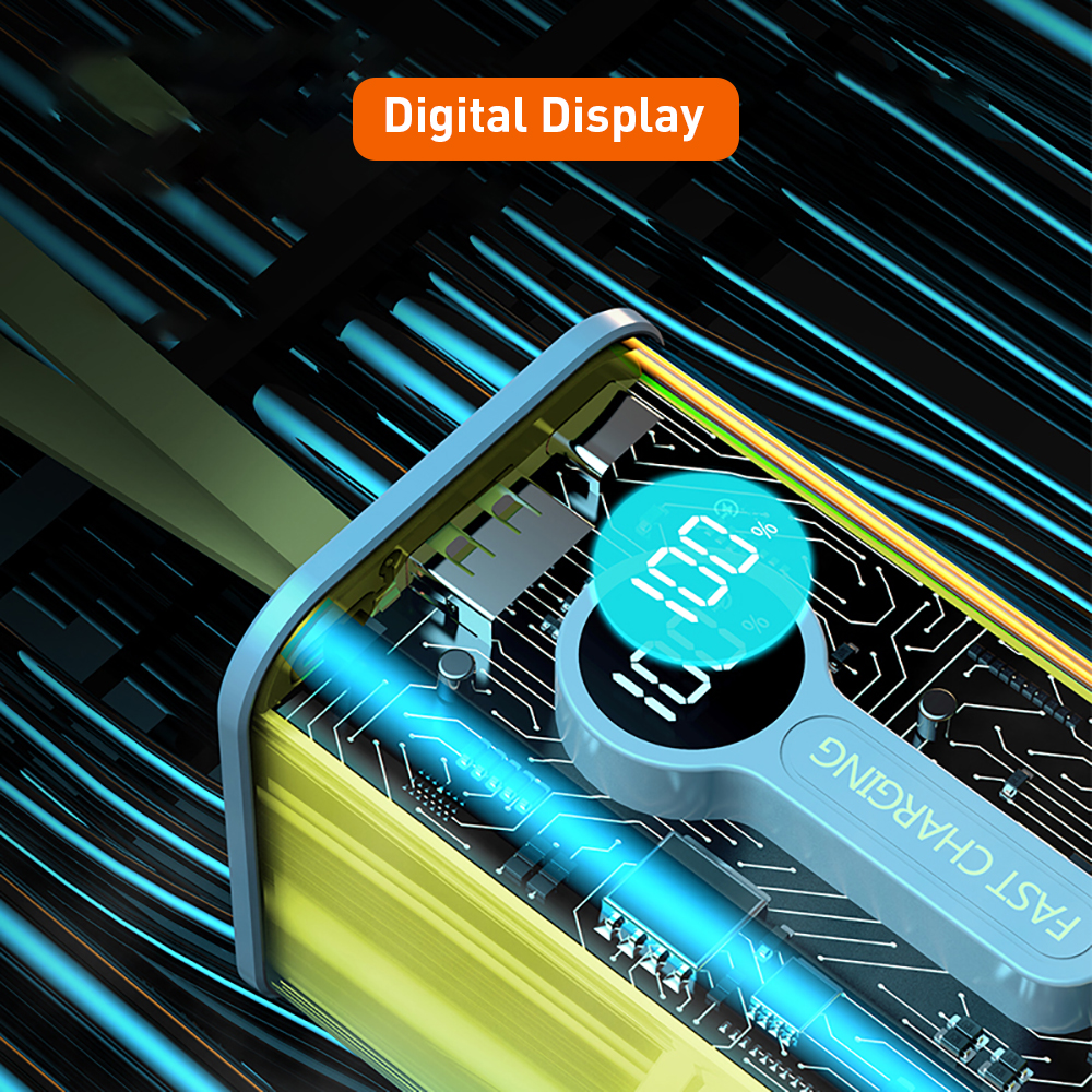 20000 mAh PD Charging 22.5W Transparent Power Bank with Digital Display ...
