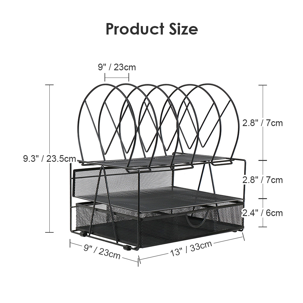 3-Tier Office Supplies Desk File Organizer with Drawer and 5 Vertical ...
