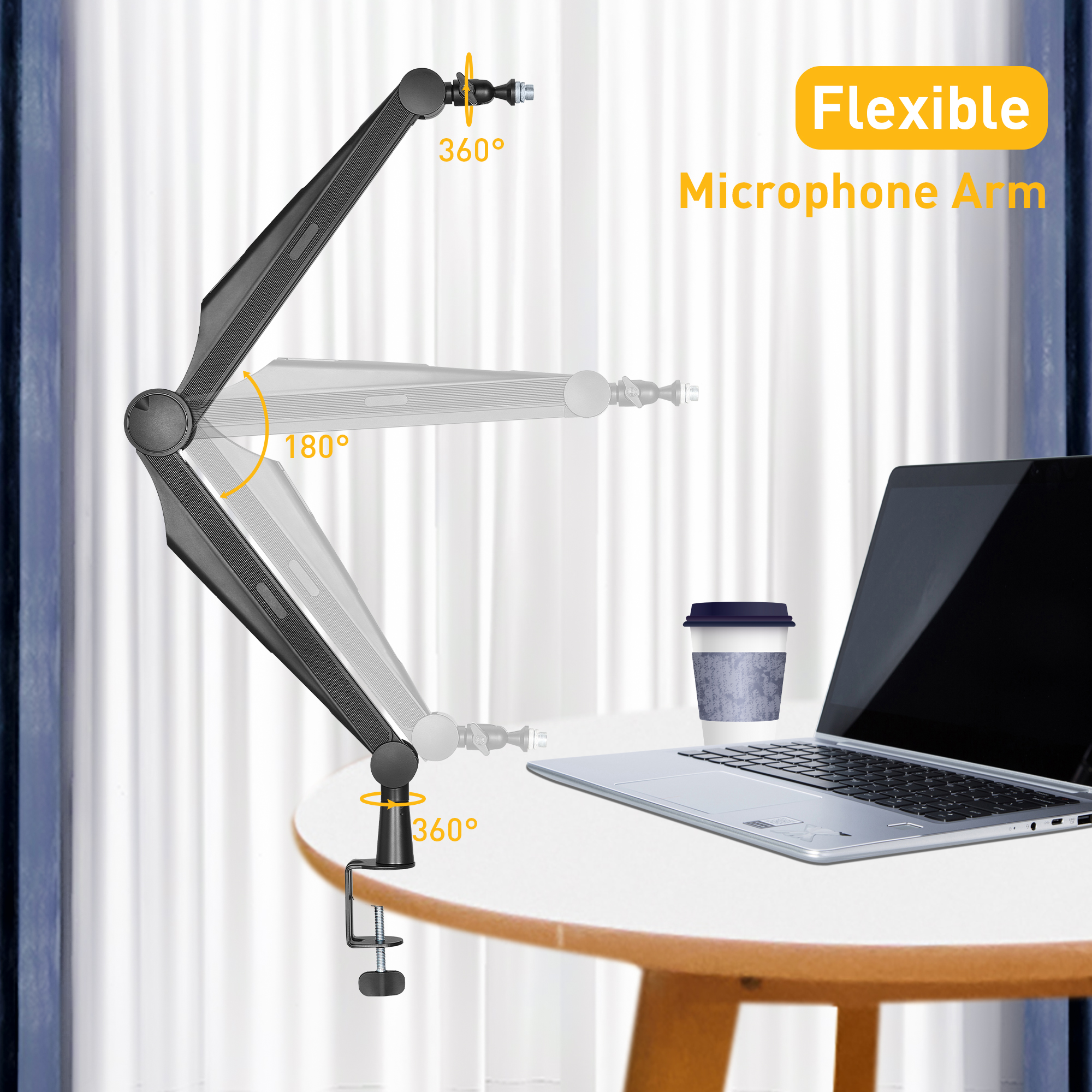 Flexible Armored Microphone Arm with 360° Rotation Joint Arm - PrimeCables®