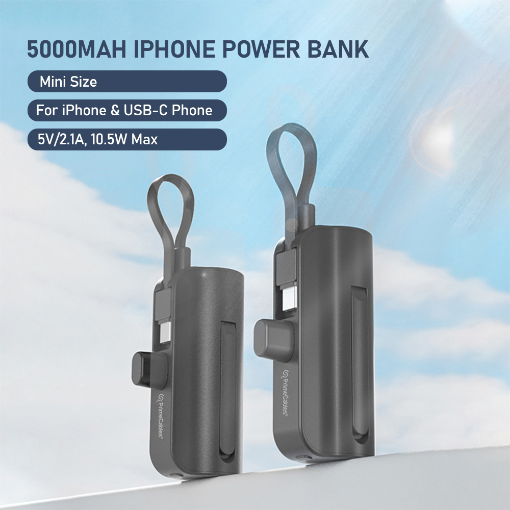 Portable Fast Charging iPhone Power Bank 5000mAh Mini Battery Pack - PrimeCables®