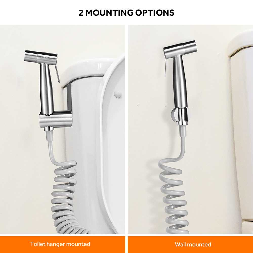 Handheld Bidet Sprayer with Spring Hose and Wall Bracket Set - Enduran
