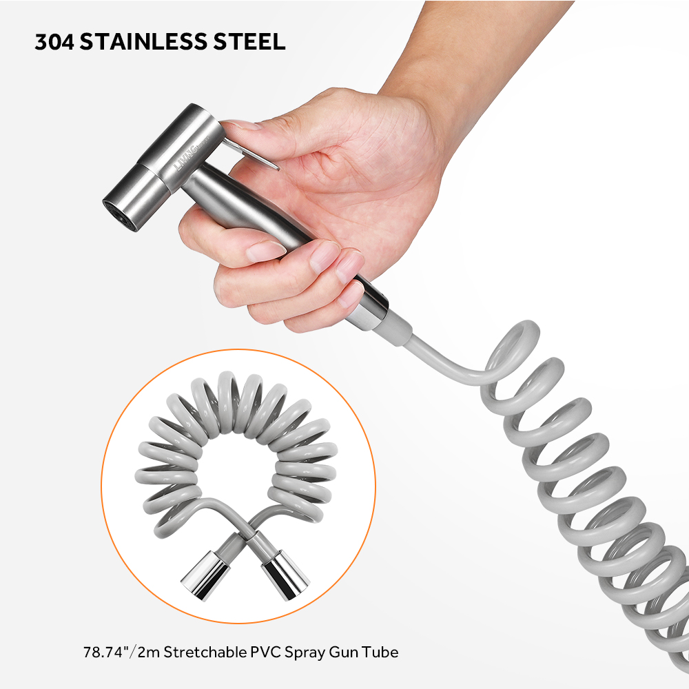 Handheld Bidet Sprayer with Spring Hose and Wall Bracket Set - Enduran