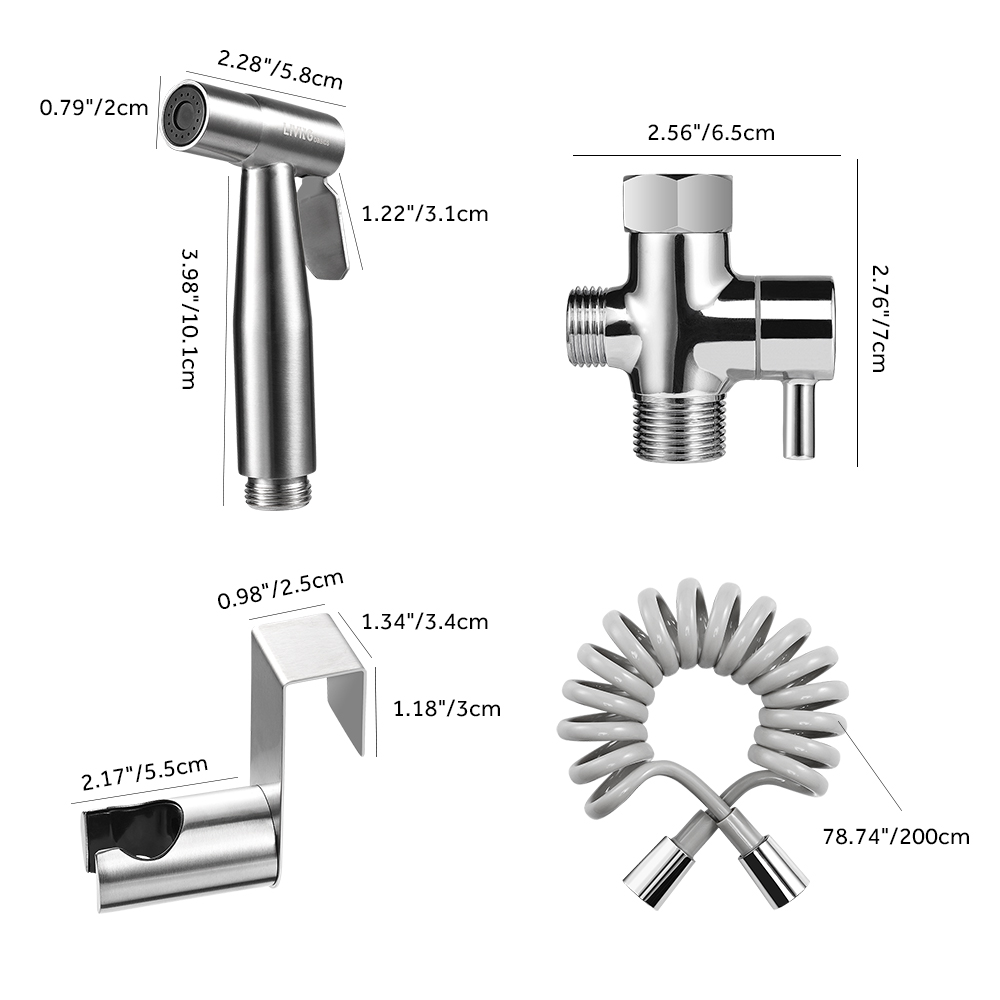 Handheld Bidet Sprayer with Spring Hose and Wall Bracket Set - Enduran
