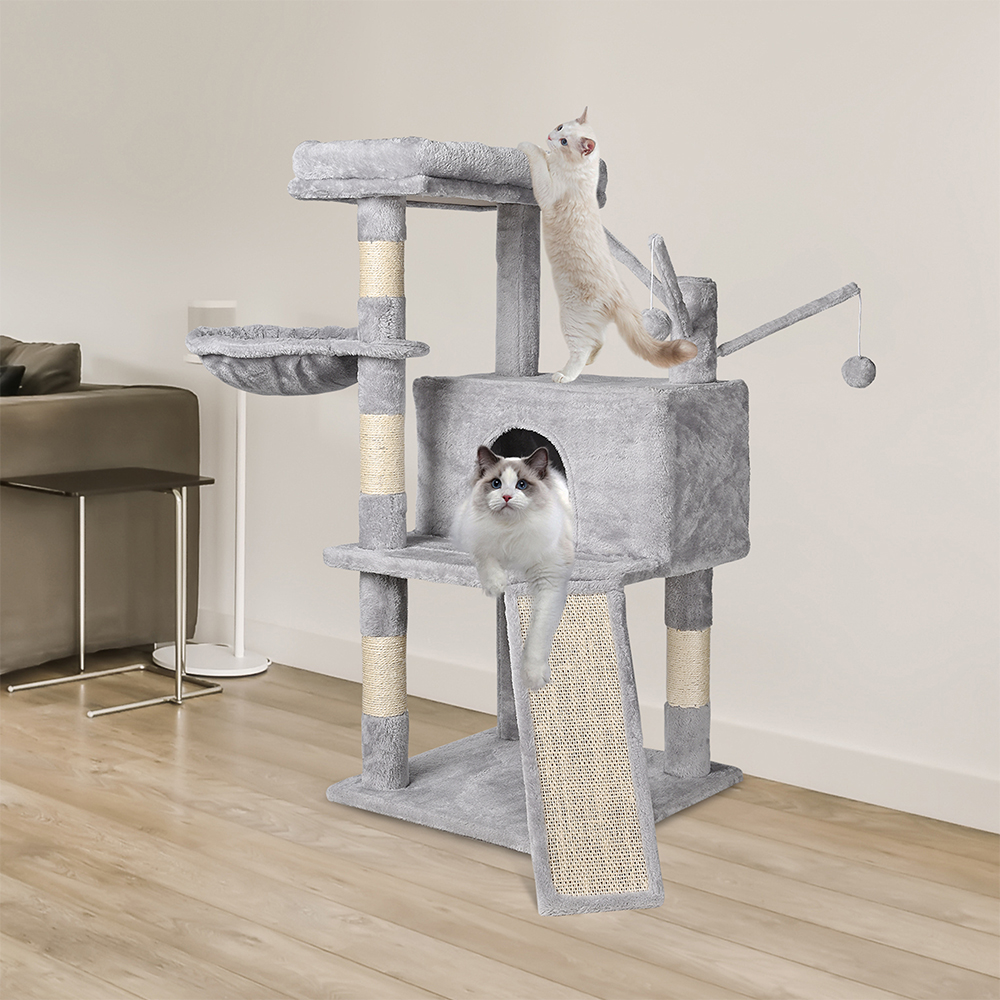 Arbre à chat tour pour chats avec hamac et une grande planche à gratter en sisal - LIVINGbasics®