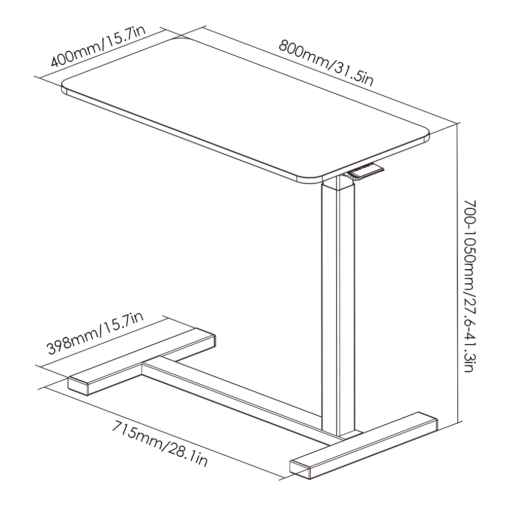 Ergonomic Gas-Spring Height Adjustable Mobile Bed/Sofa Side Table with ...