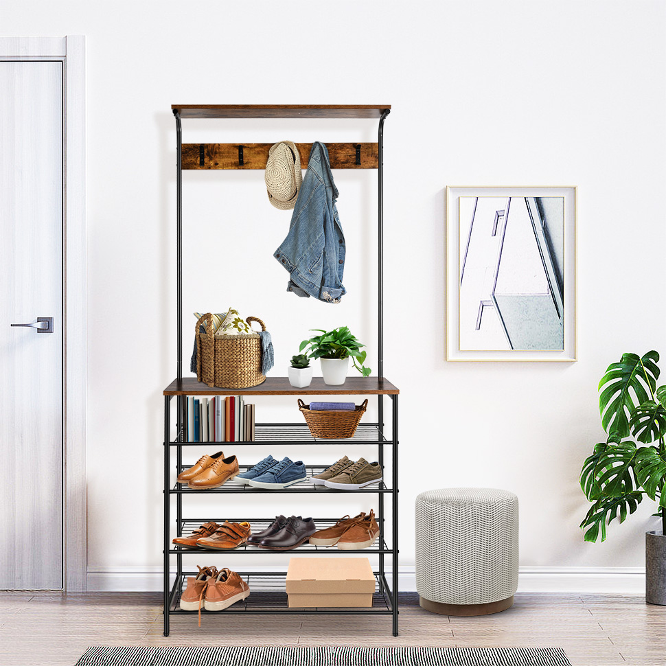 5-Tier Shoe Storage and Coat Rack for Entryway