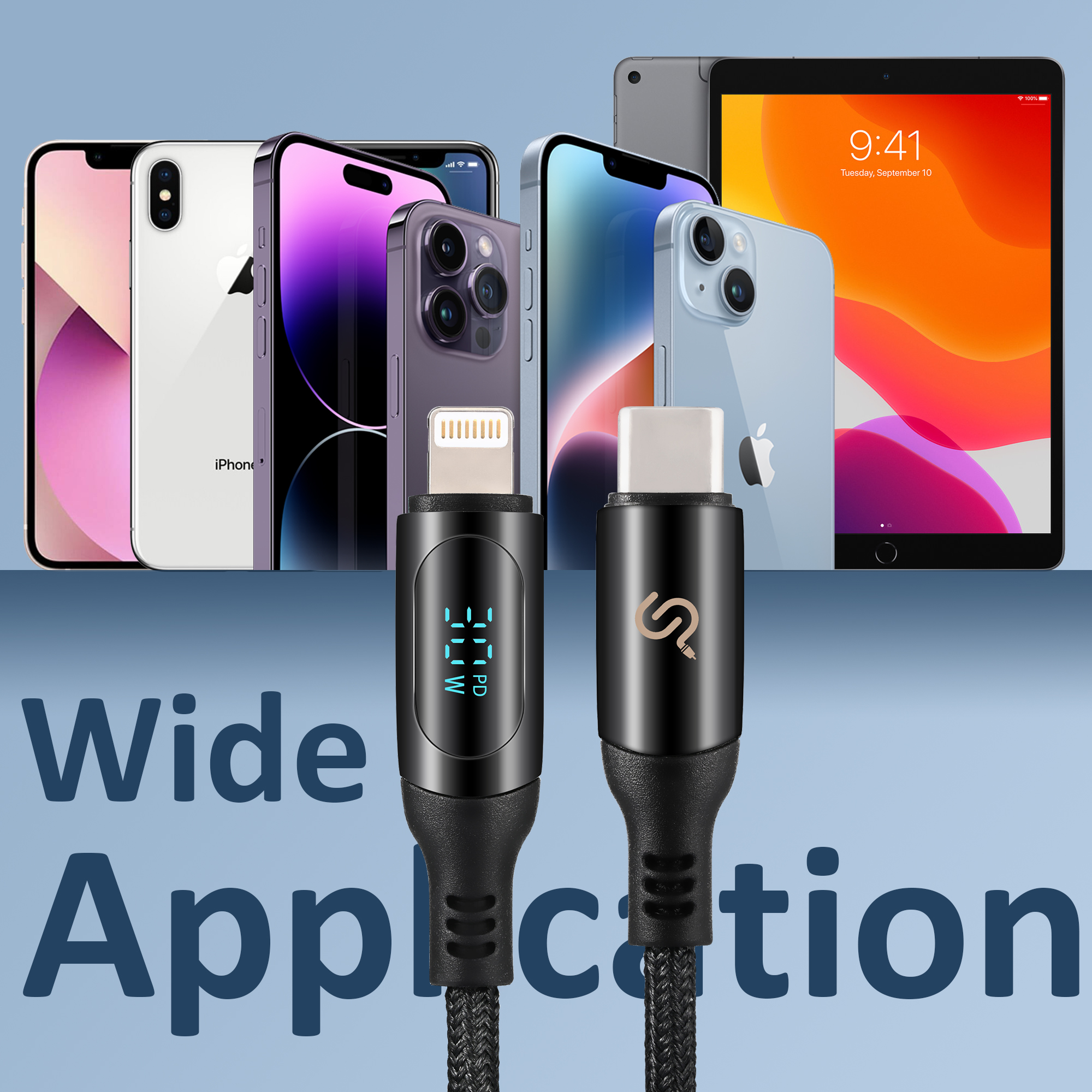 1m USB C to Lightning Cable with Smart Display