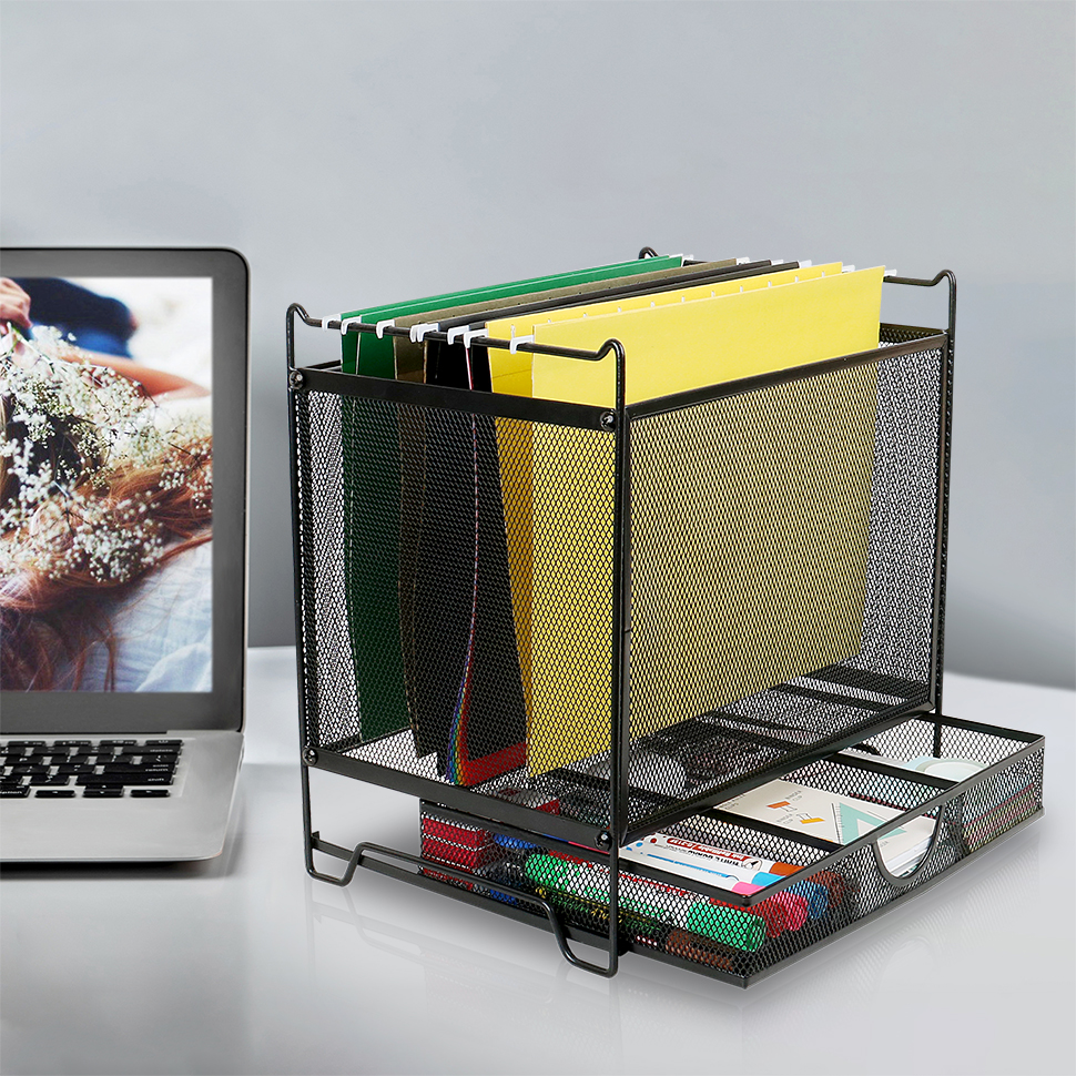 Mesh Desk File Organizer with Drawer Organizer for Letter/A4 Office ...