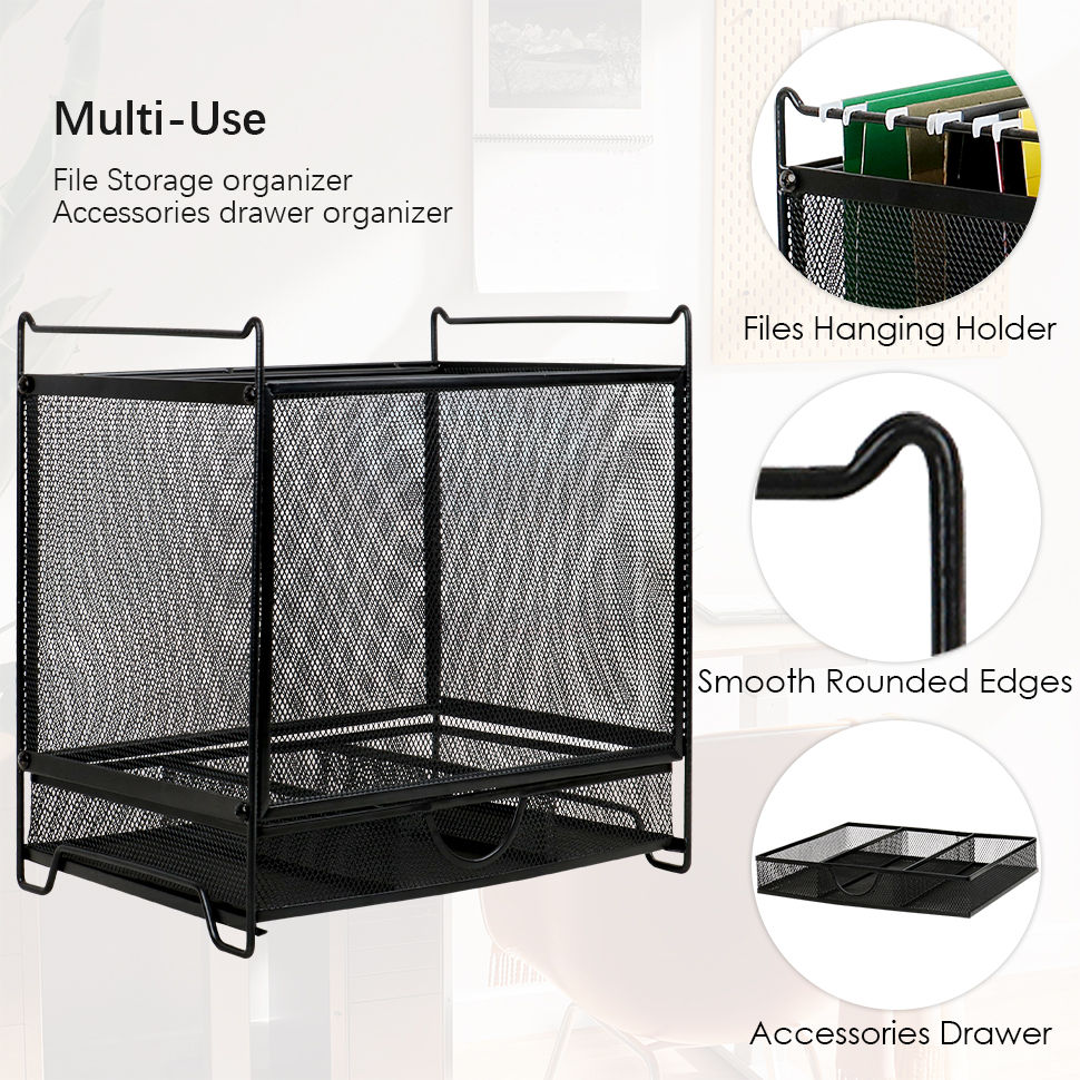 Mesh Desk File Organizer with Drawer Organizer for Letter/A4 Office ...