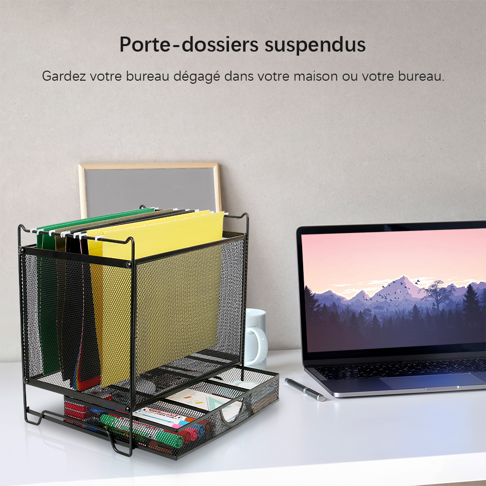 Organisateur de fichiers de bureau en maille avec tiroir pour support ...