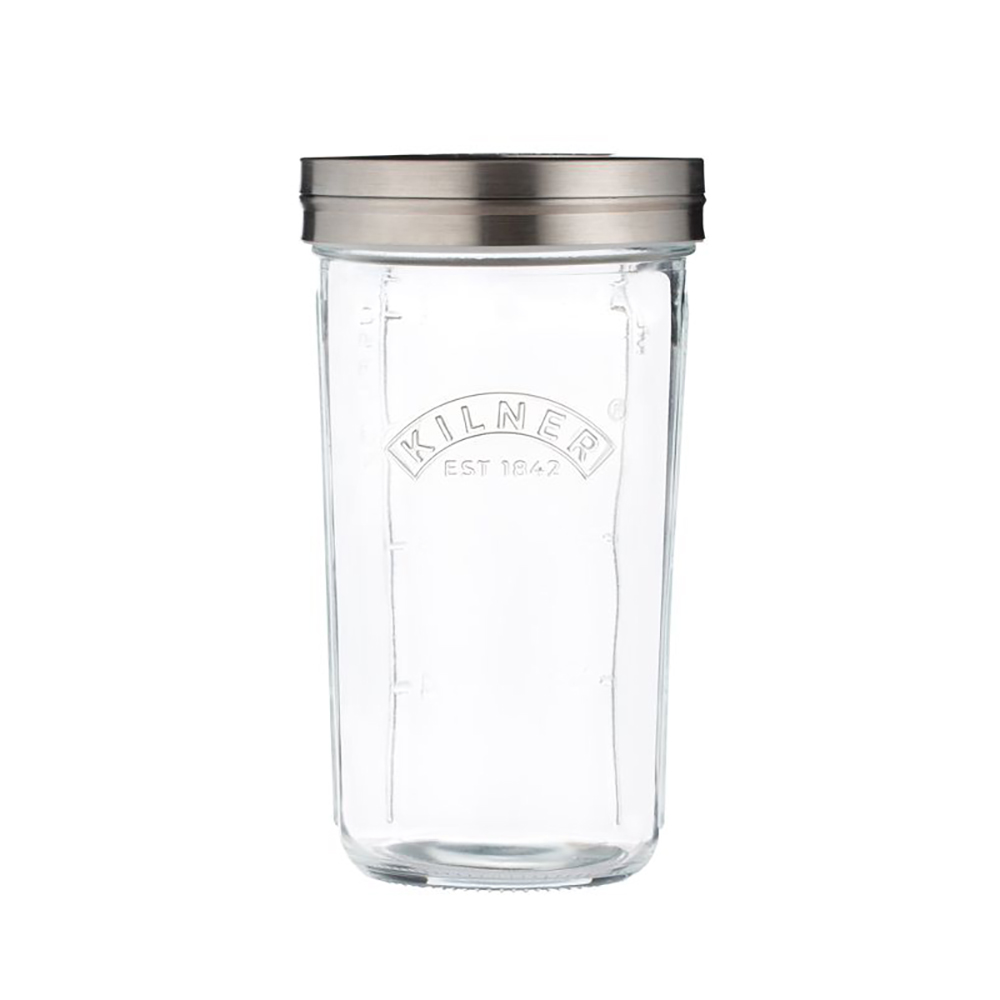 Glass Spice Sifter Jar Set, Glass Jar, Mesh Sifter and Lid, 500ml - KILNER