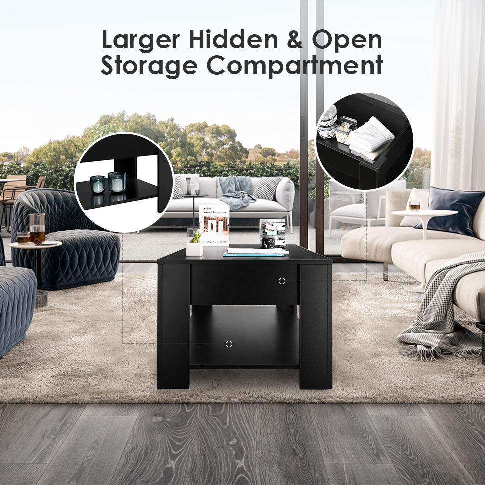 Lift Top Coffee Table with Hidden Compartment and Storage Shelf for ...