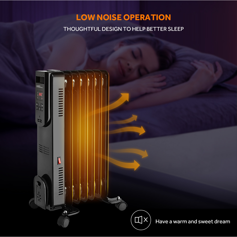 Electric 1500W Oil Filled Radiator Heater, Full Room Quiet, 3 Heat ...