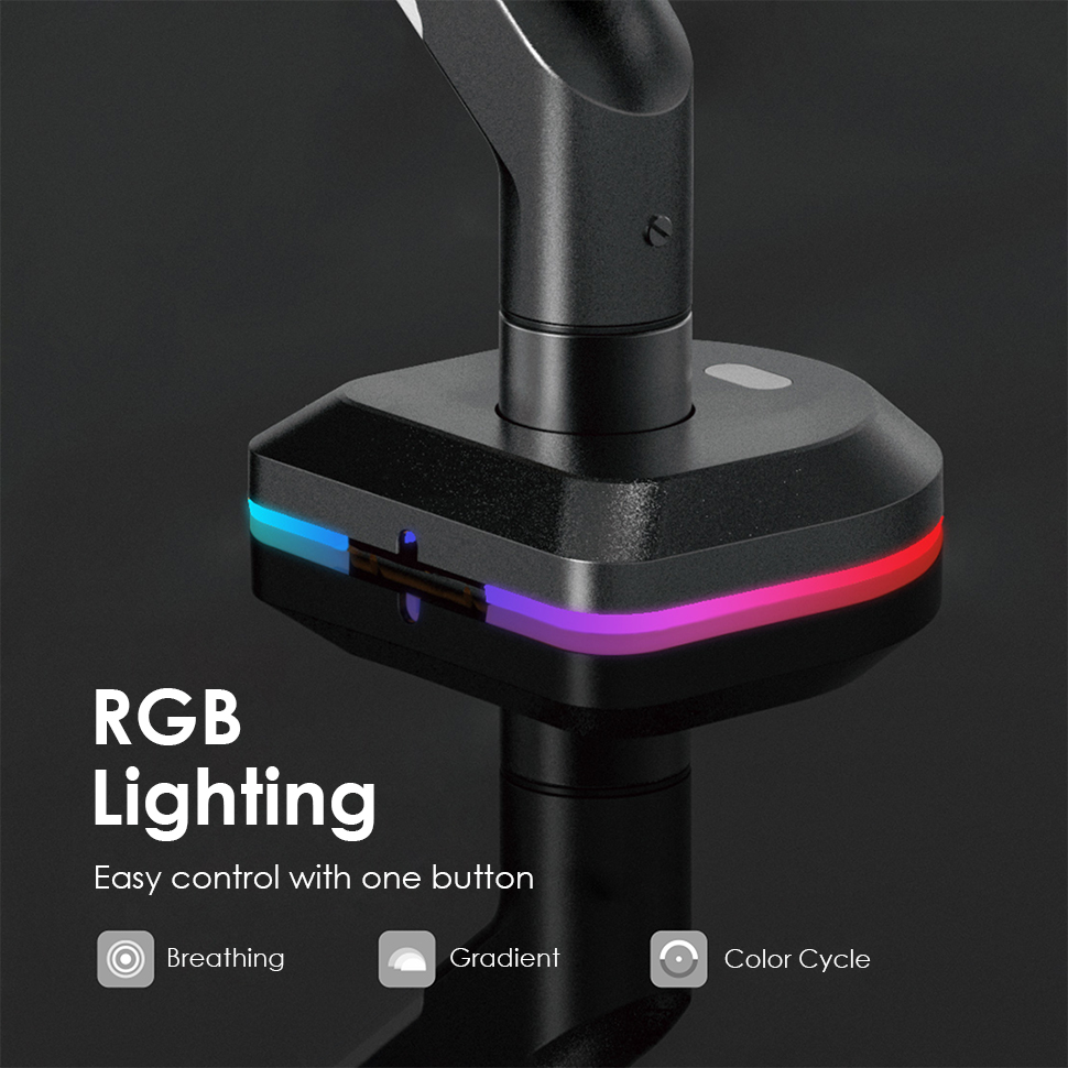 RGB Light Clamp-on Single 17 to 32 inch Pneumatic Monitor Arm ...