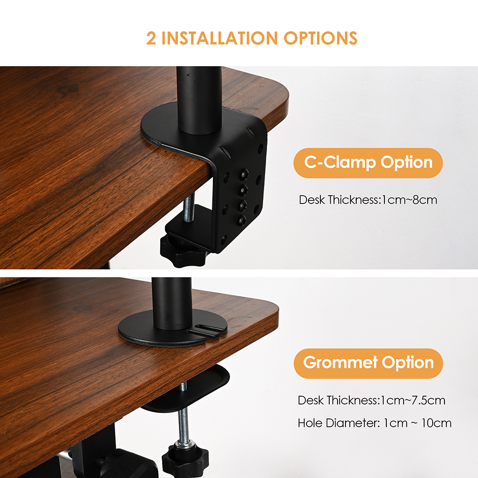 Dual Monitor Mount – Clip-On Desk Mount 13"-27"