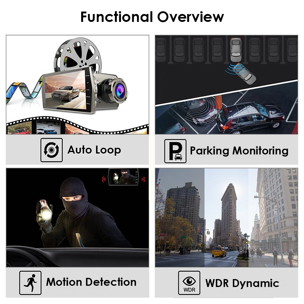 3-Inch Screen Dash Cam 1080P Car Dash Camera with 170° Wide Angle ...