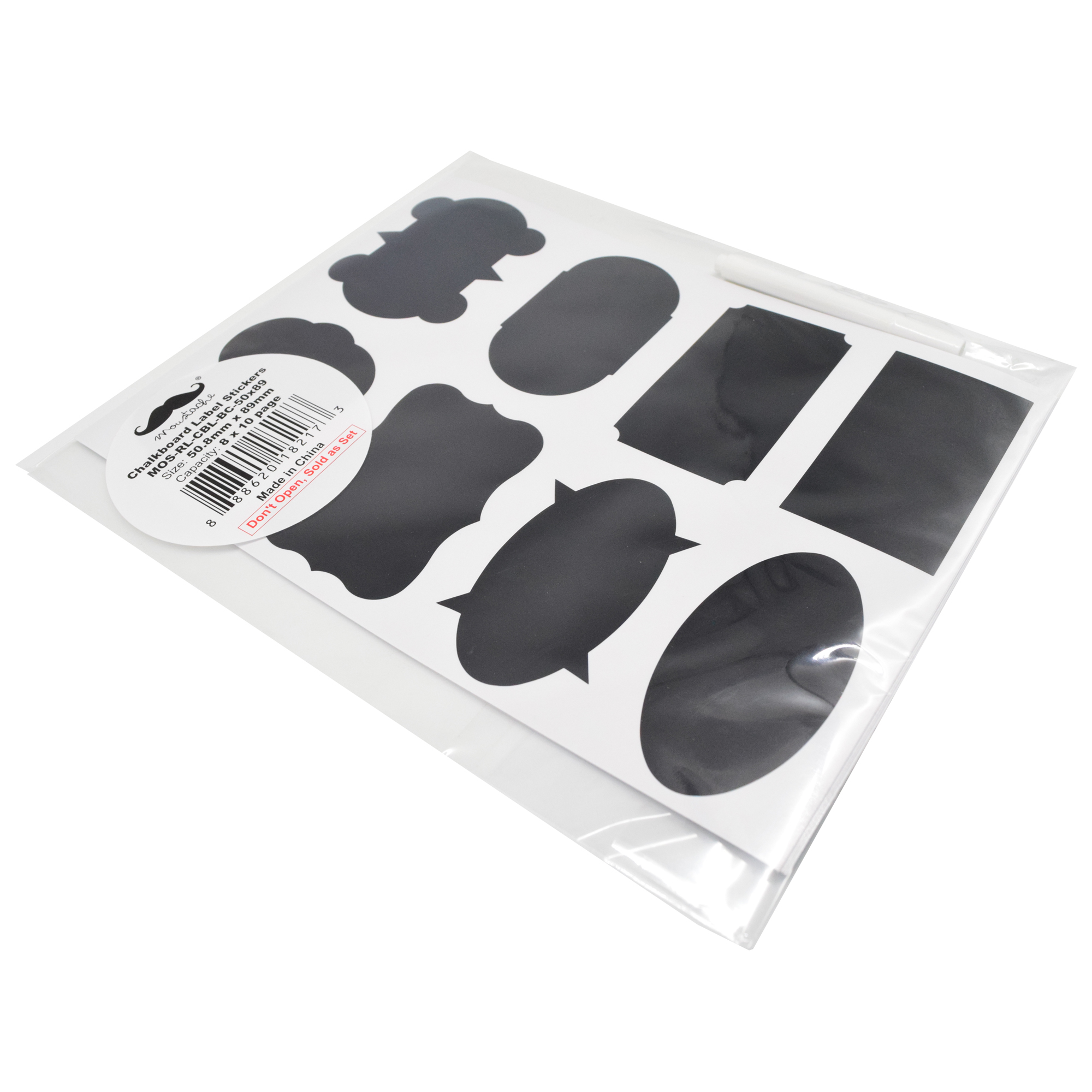 10 Sheets of Reusable Chalkboard Label Stickers with One Chalk Marker ...
