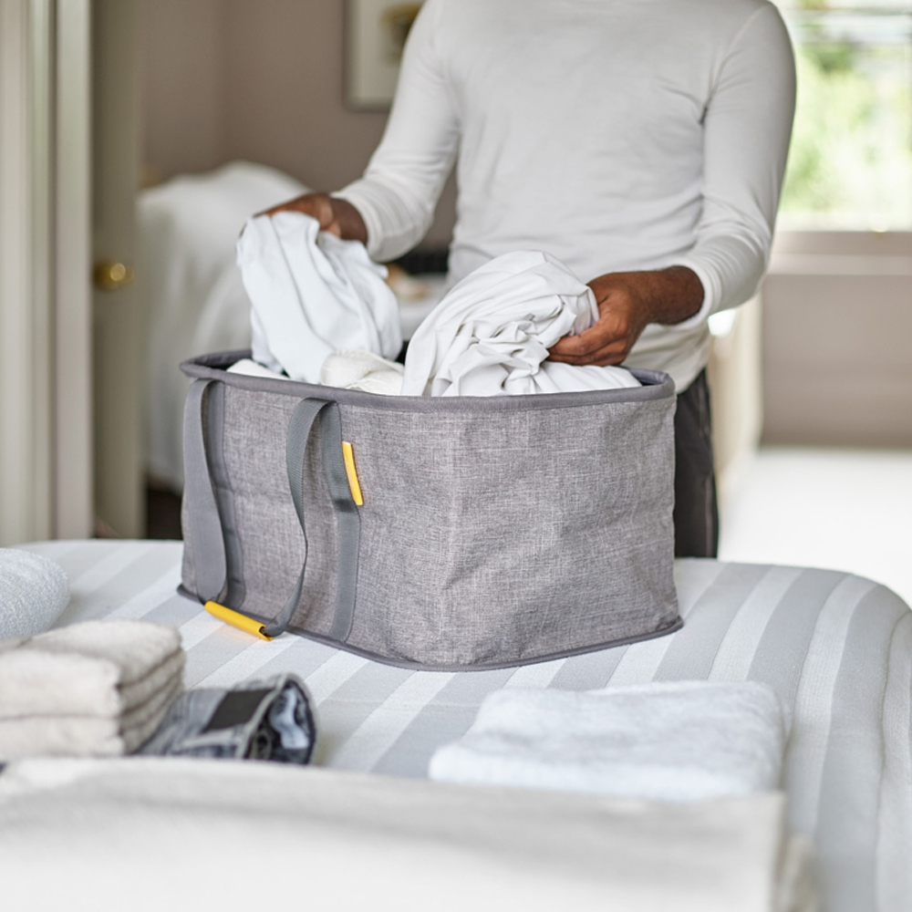 Hold-All Collapsible Folding 35L Fabric Washing Laundry Basket Bag ...