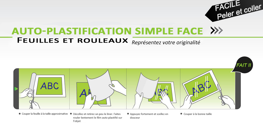 Feuilles de plastification autocollantes simple face pour couper ...