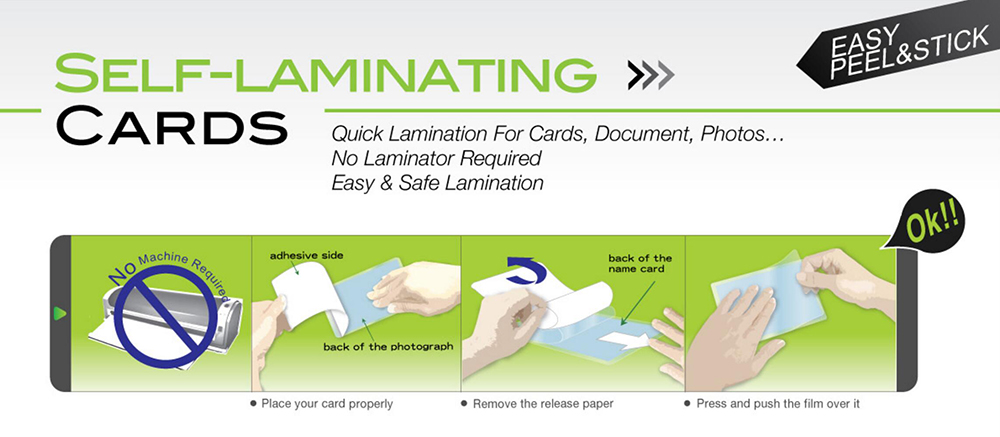 Instant Self-Laminating ID Tags with Clips, 6 Sets - Moustache®