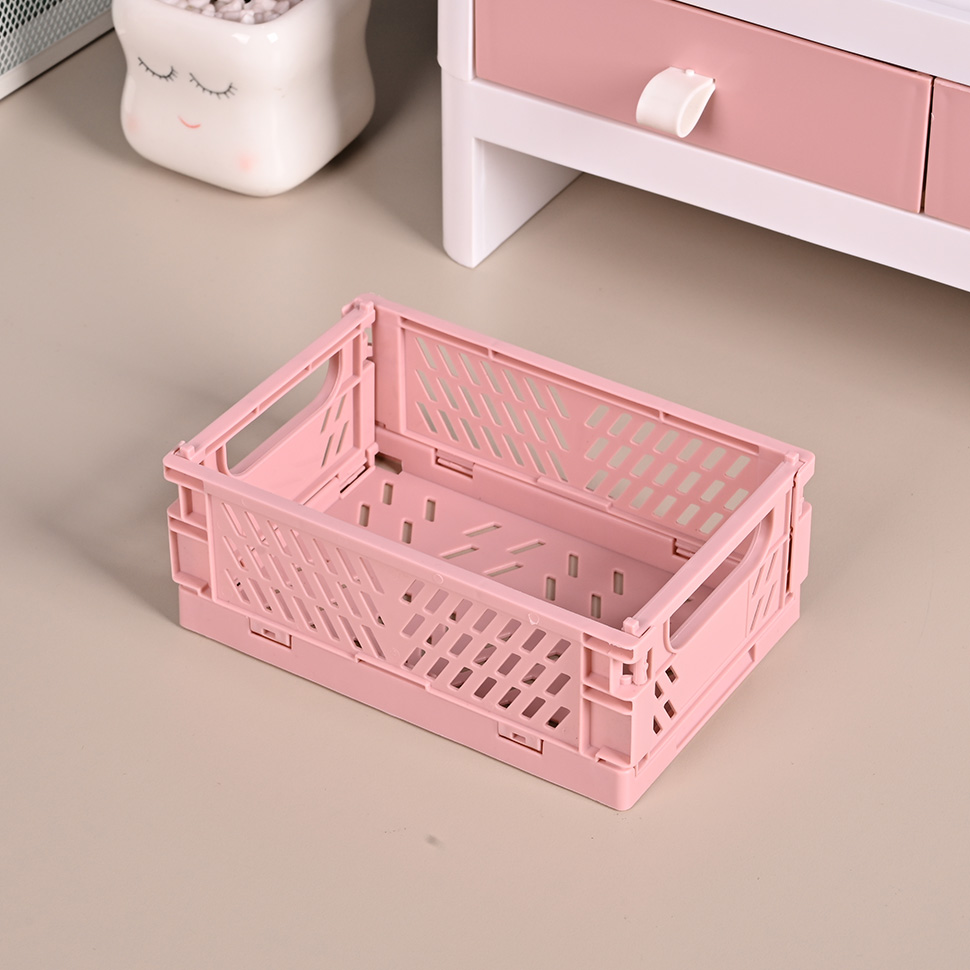 Mini Colorful Foldable Plastic Storage Basket for Home Office Storage ...