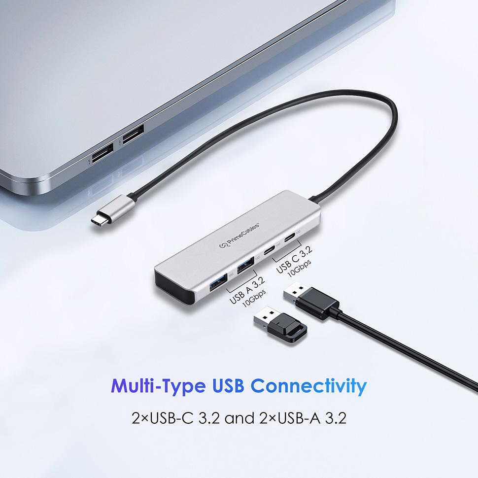 USB-C Hub 10Gbps 2 x USB-A+2 x USB-C USB3.2 Gen2, Fast Data ...